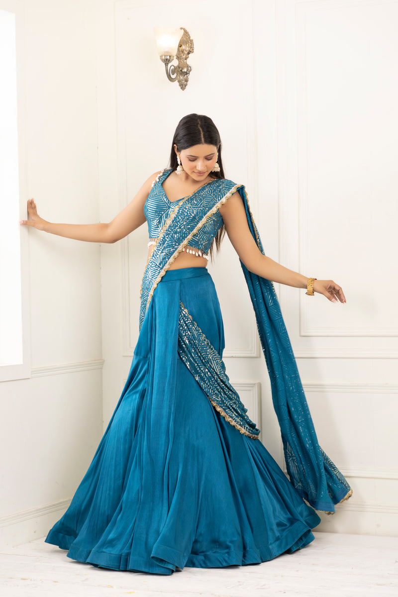 Iris Saree Lehenga | Electric Blue – Evable