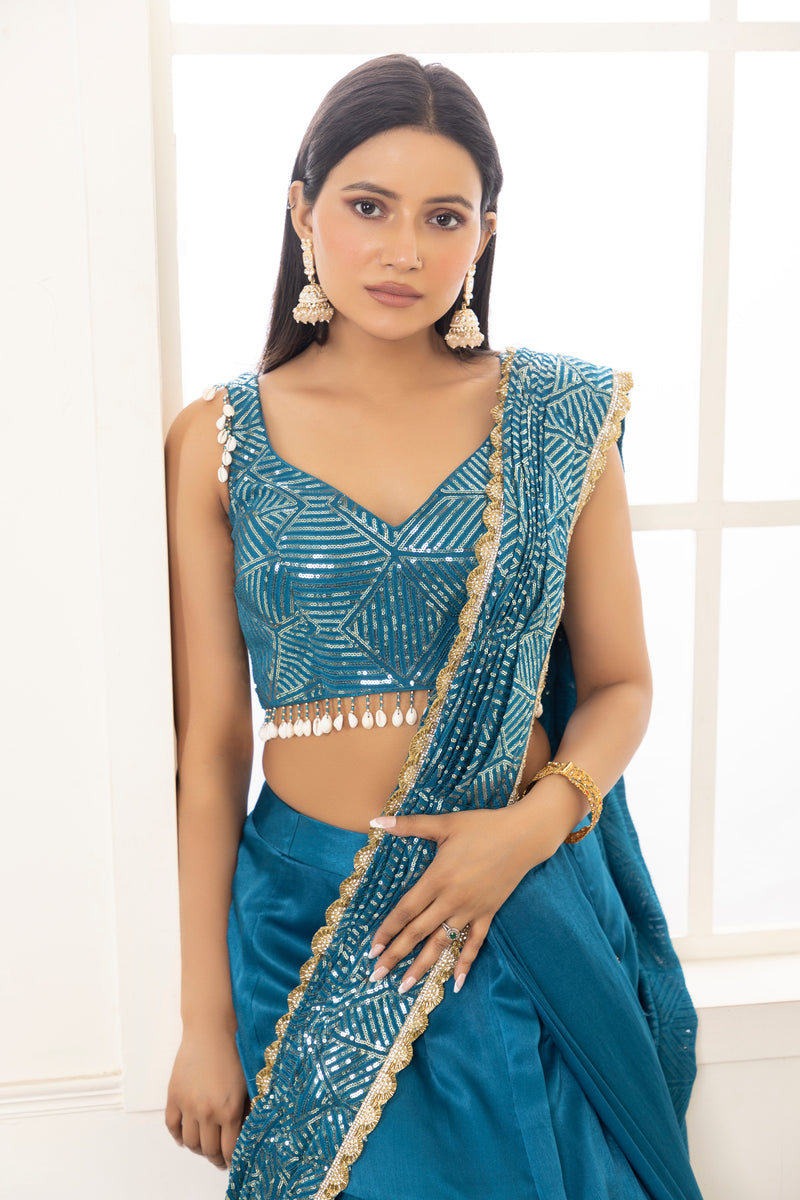 Iris Saree Lehenga | Electric Blue – Evable